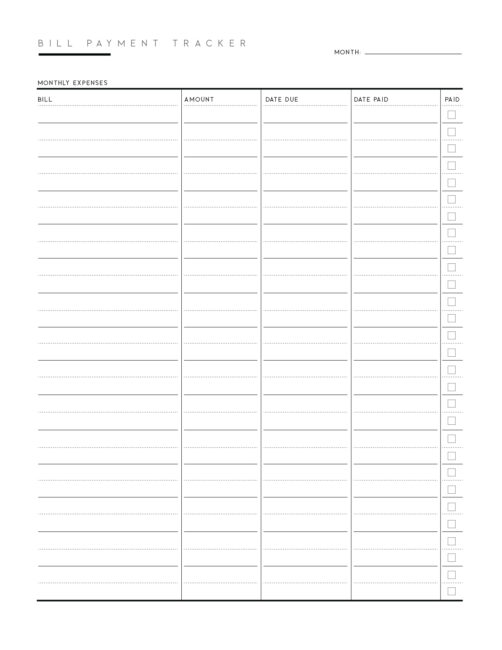 FREE Printable Bill Tracker PDF - World of Printables