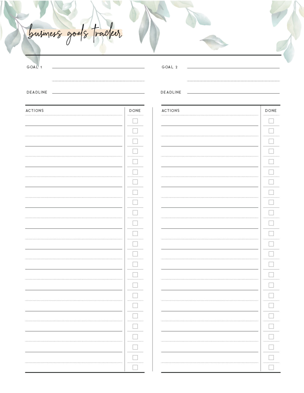 Download Business Goals Template PDF - World of Printables