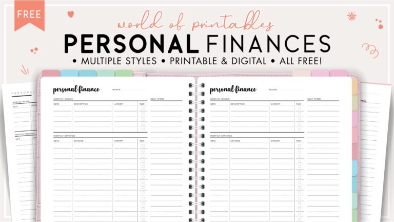 Printable Personal Finance PDF - World of Printables