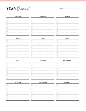 Printable Year Planner Template - World of Printables