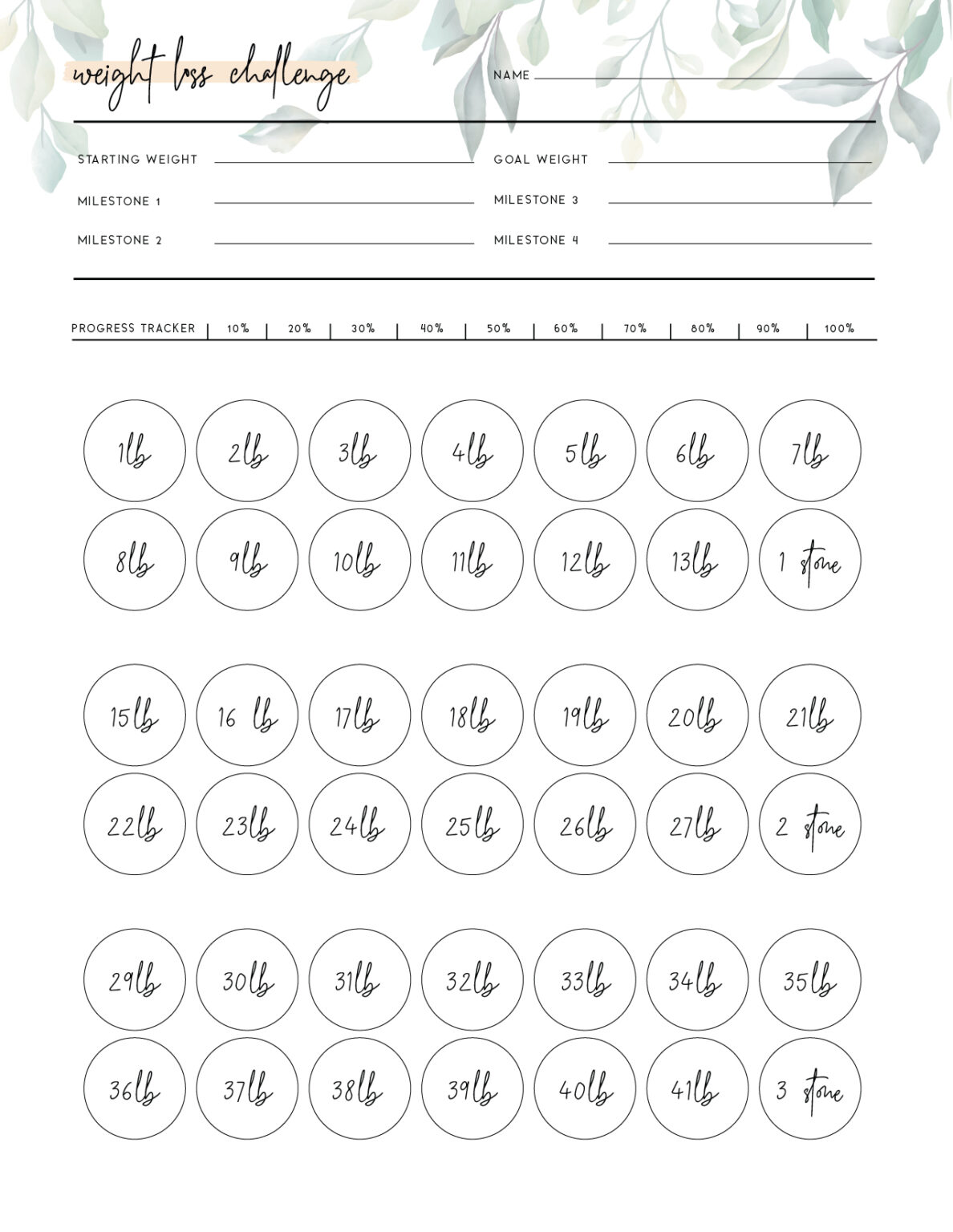 FREE Download Weight Loss Challenge Ideas PDF Template