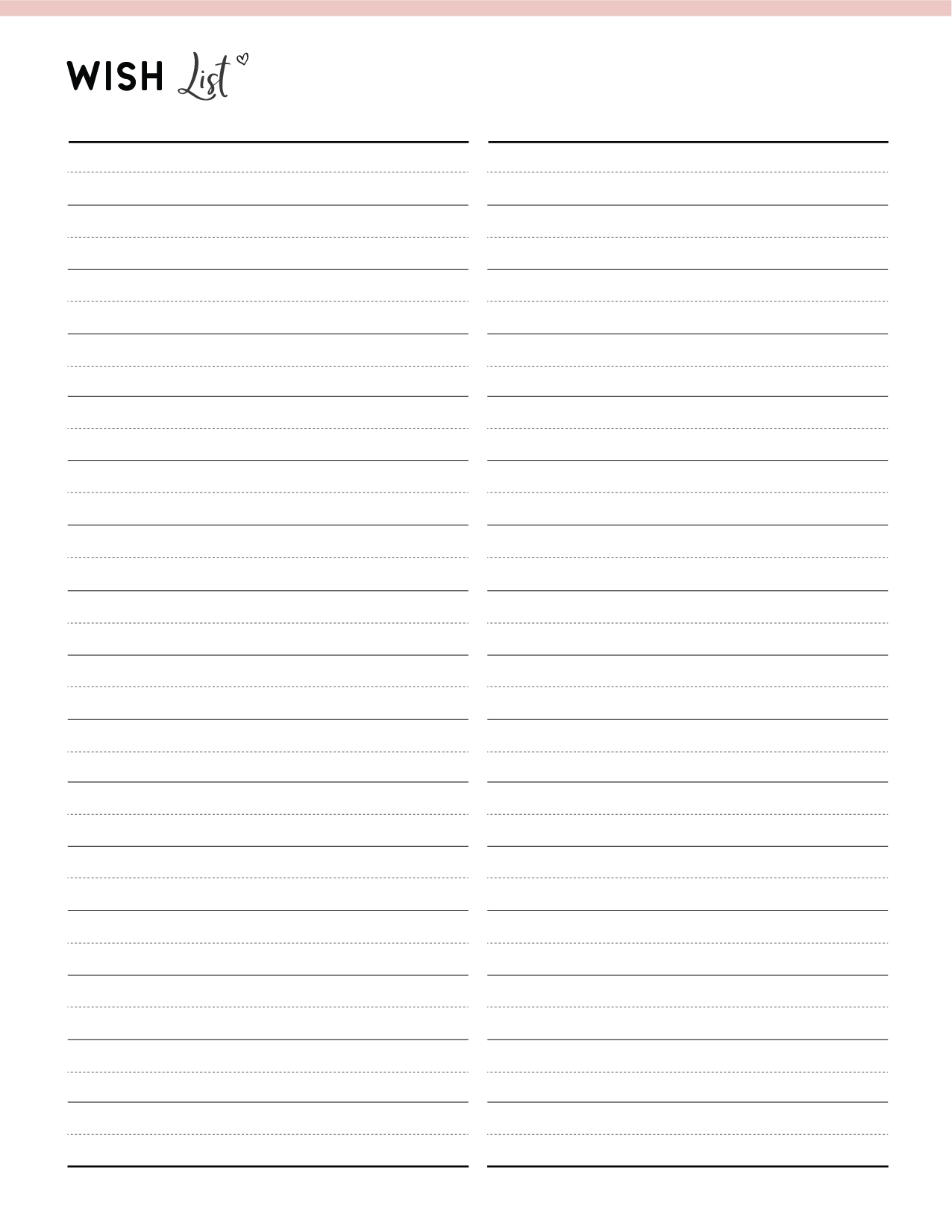 Google Sheets Wishlist Template