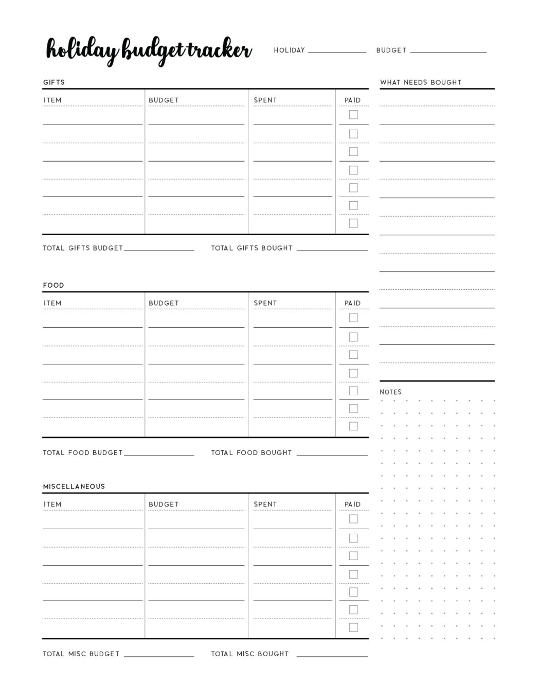 FREE Printable Holiday Budget Planner - World of Printables