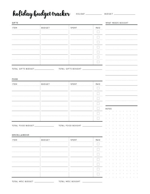 FREE Printable Holiday Budget Planner World Of Printables