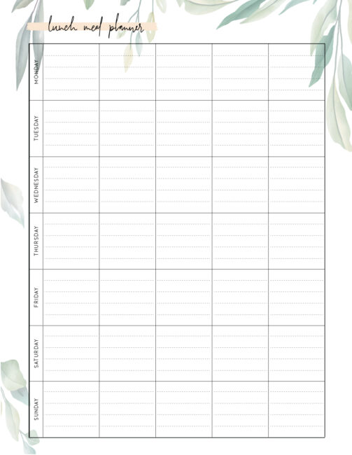 FREE Printable Lunch Meal Planner - World of Printables