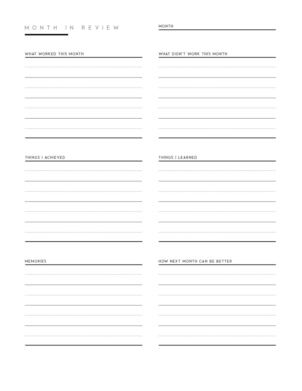 Printable Month In Review Template - World of Printables