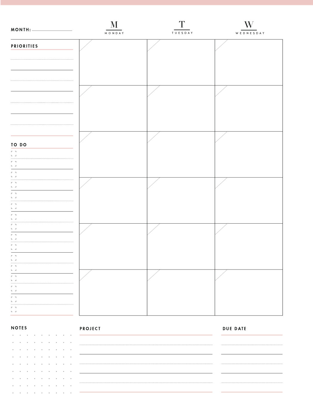 Free Printable Monthly Planner Template - World of Printables