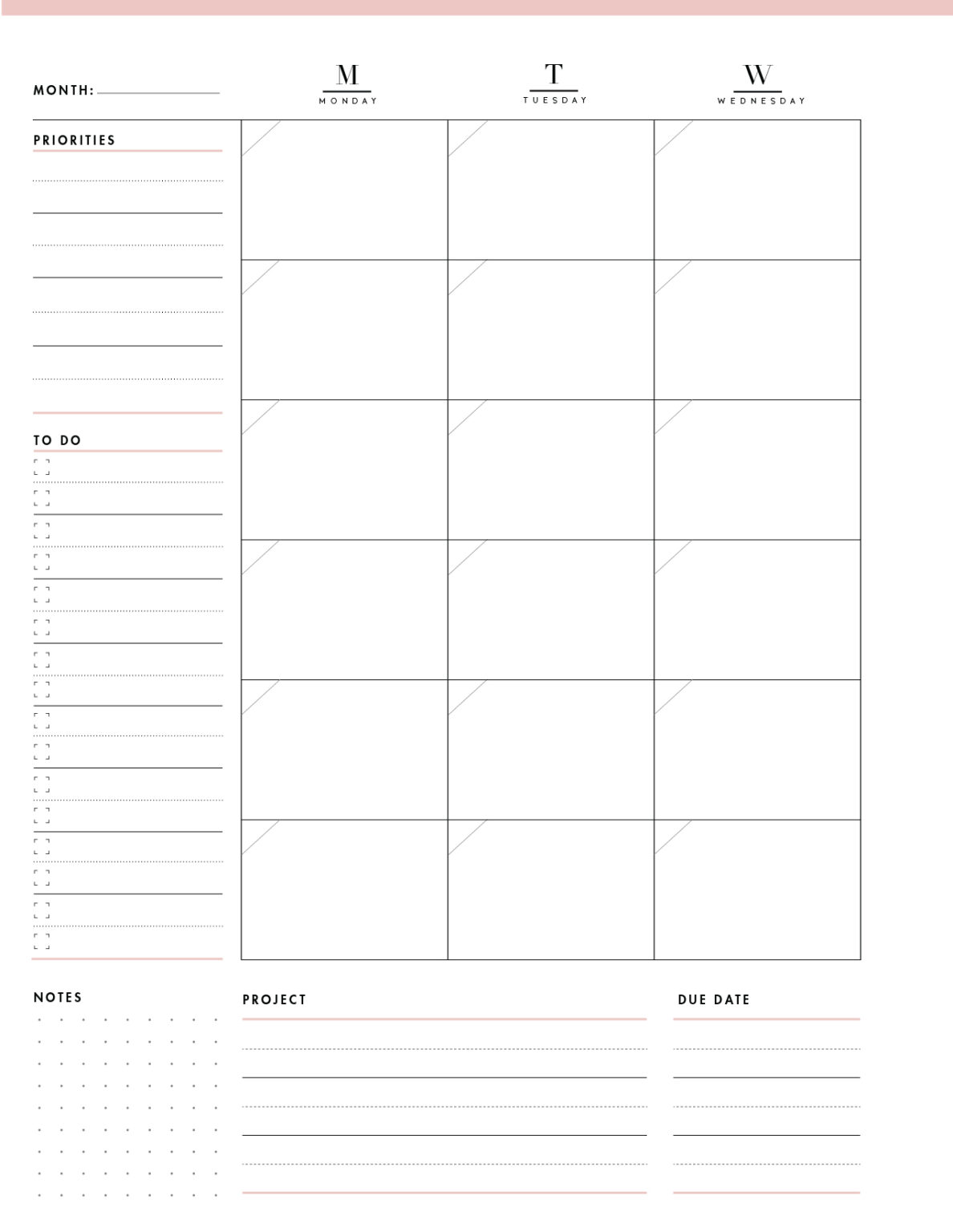 Free Printable Monthly Planner Template - World of Printables