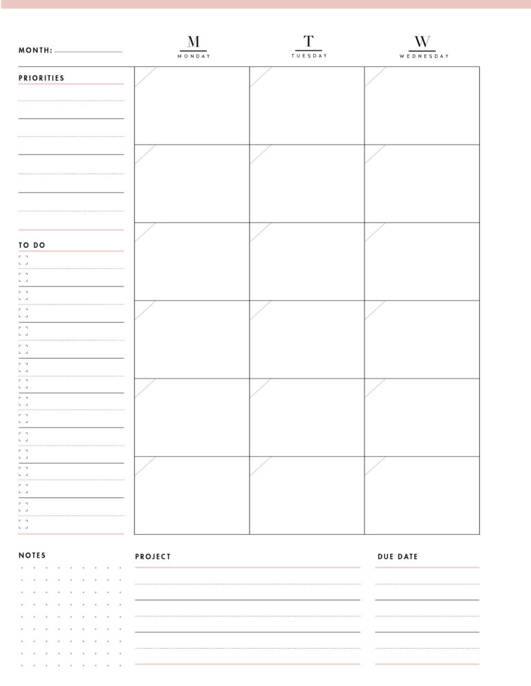 Free Printable Monthly Planner Template - World of Printables