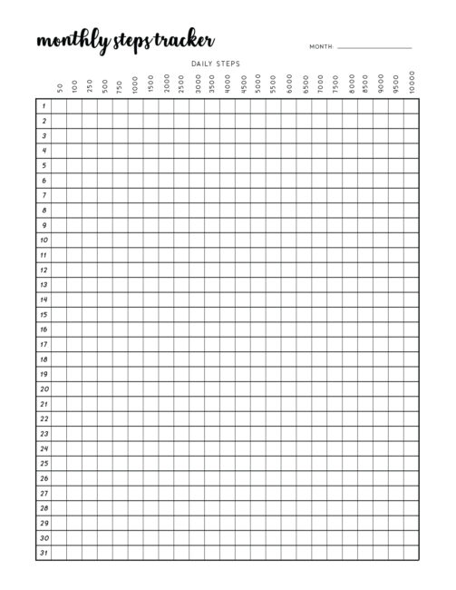 FREE Printable Monthly Steps Tracker Template - World of Printables