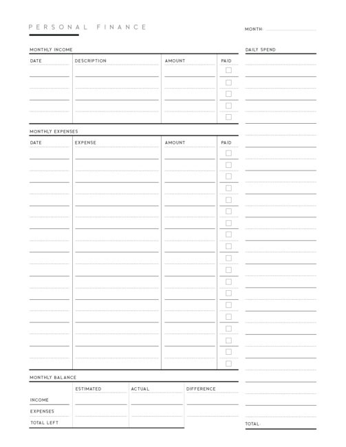 Printable Personal Finance PDF - World of Printables
