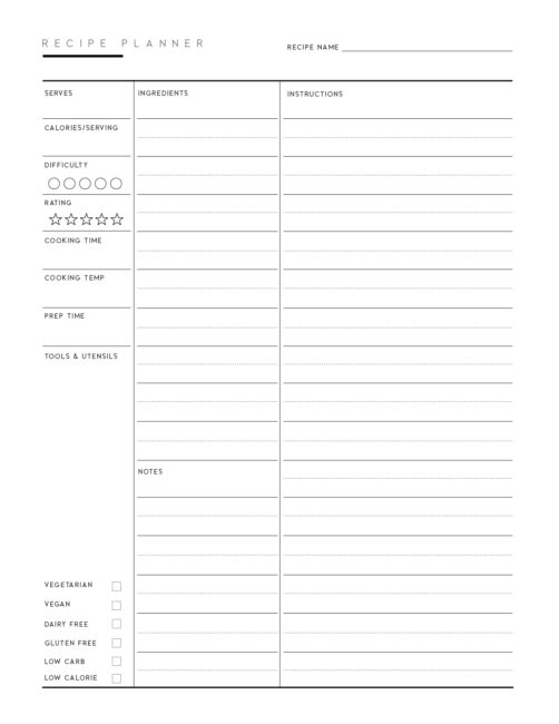 Free Printable Recipe Pages PDF - World of Printables