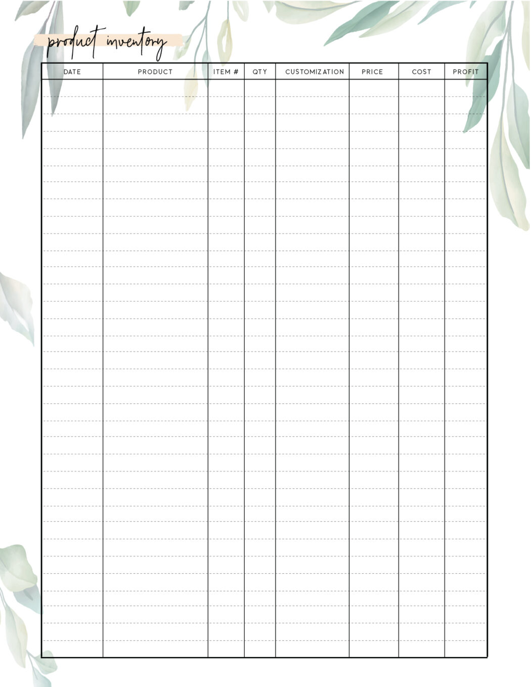 FREE Printable Stock Taking Sheet - World of Printables