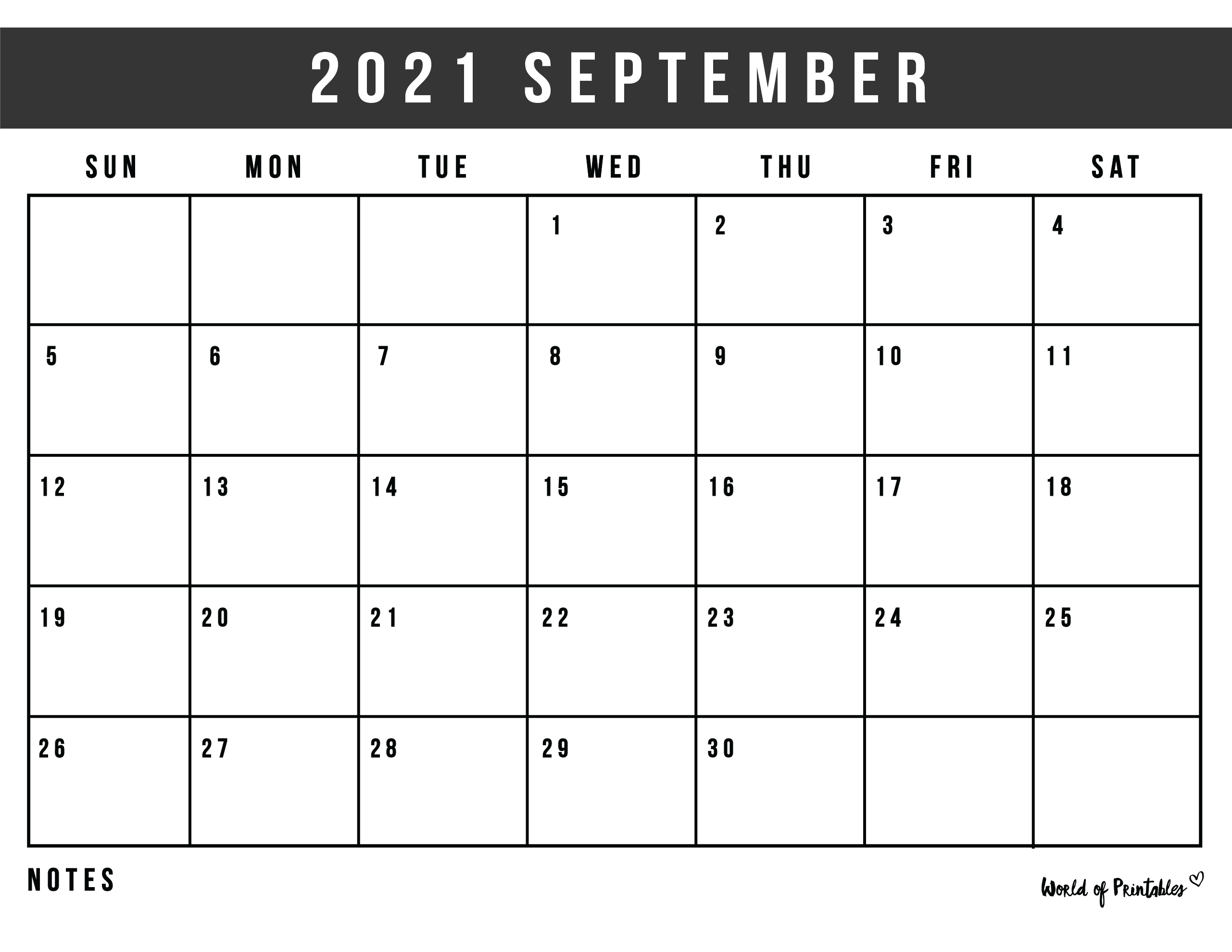 Free Printable September 2021 Calendars World Of Printables
