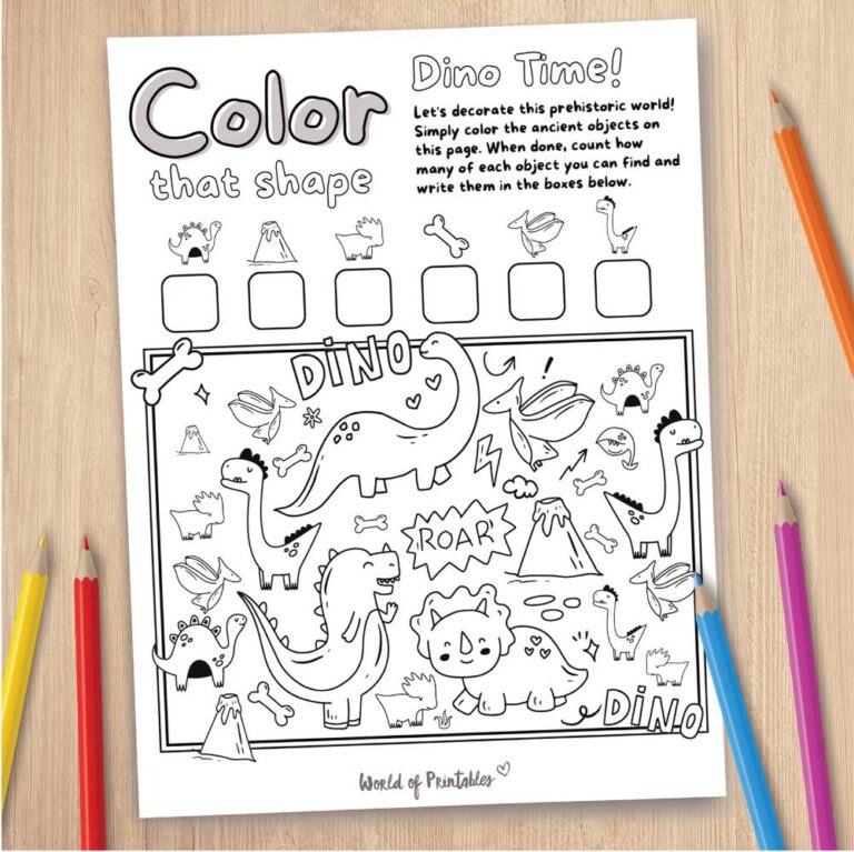 Free Printable I Spy Dinosaur Coloring Page Game - World of Printables