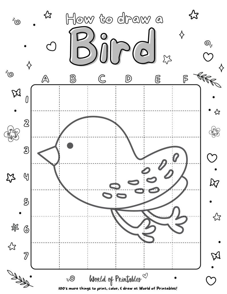 How To Draw A Bird | Easy Step By Step Printable Activities for Kids ...