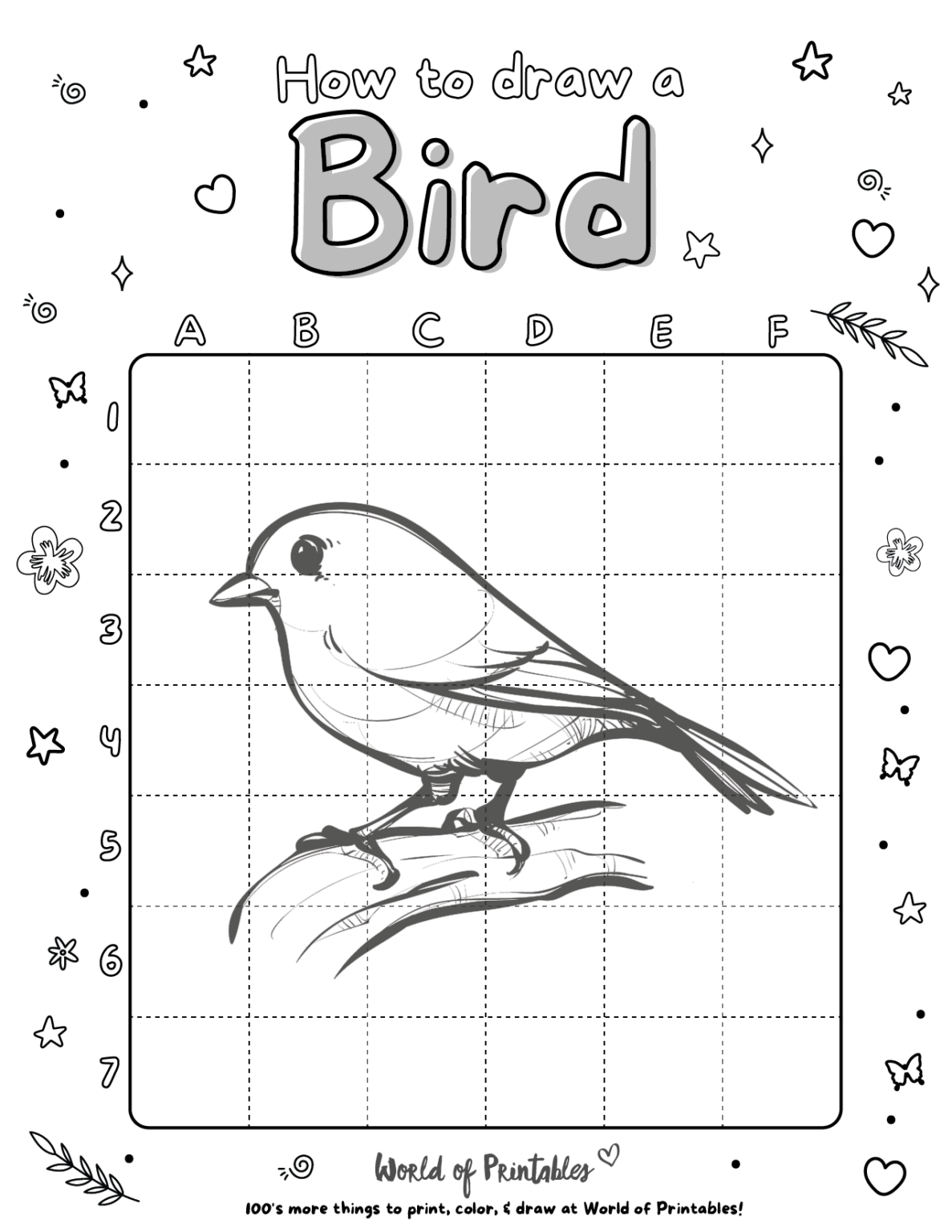 How To Draw A Bird | Easy Step By Step Printable Activities for Kids ...