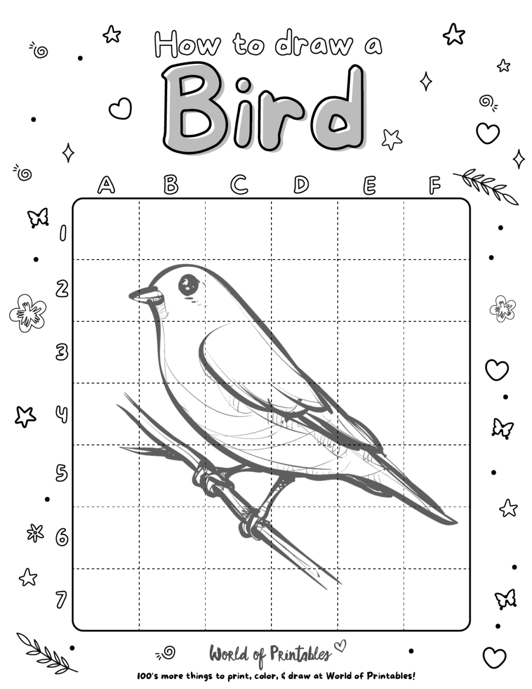 How To Draw A Bird | Easy Step By Step Printable Activities for Kids ...