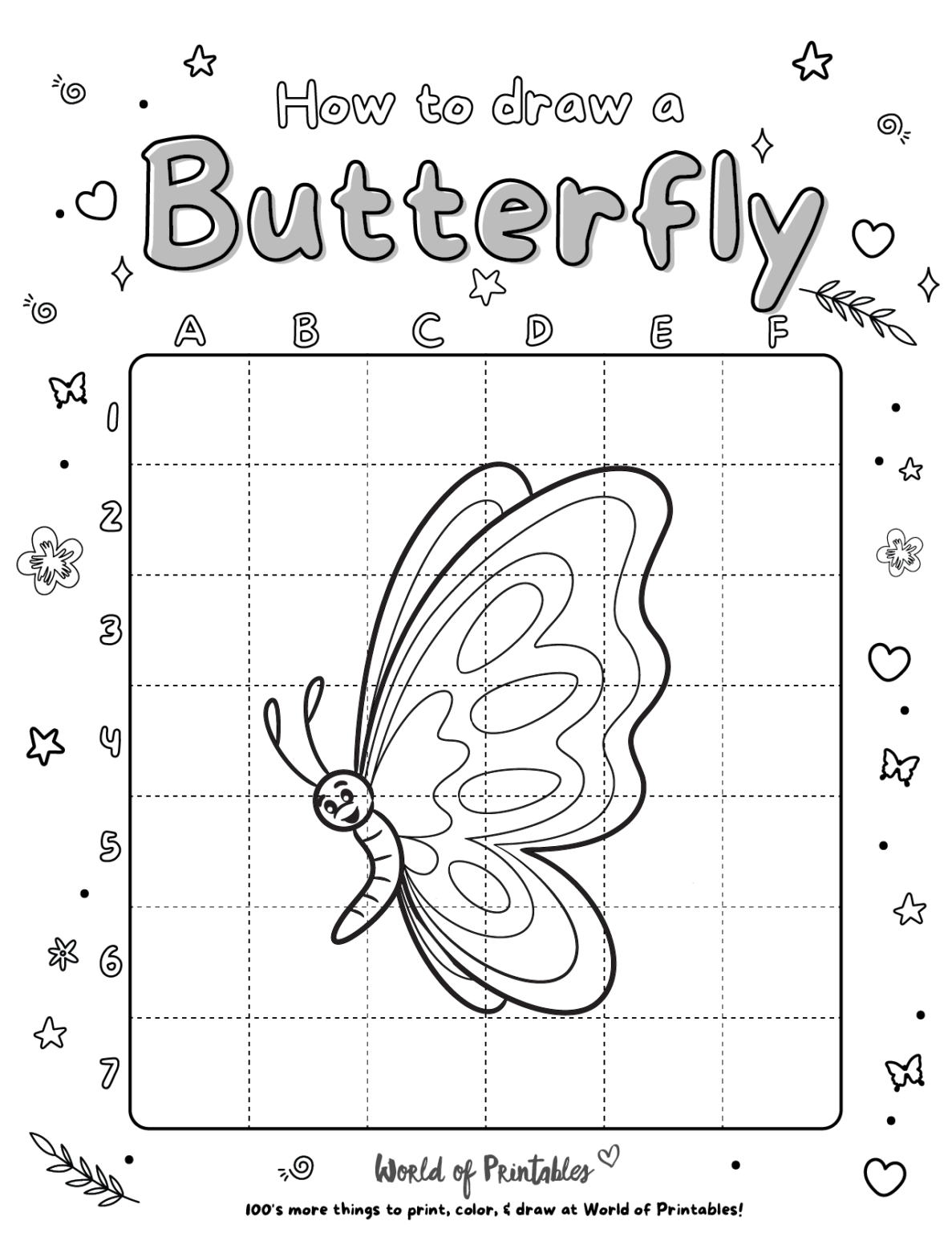 How To Draw A Butterfly | Easy Step By Step Printable Activities for ...