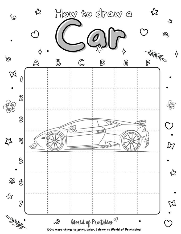 How To Draw A Car | Easy Step By Step Printable Activities for Adults ...