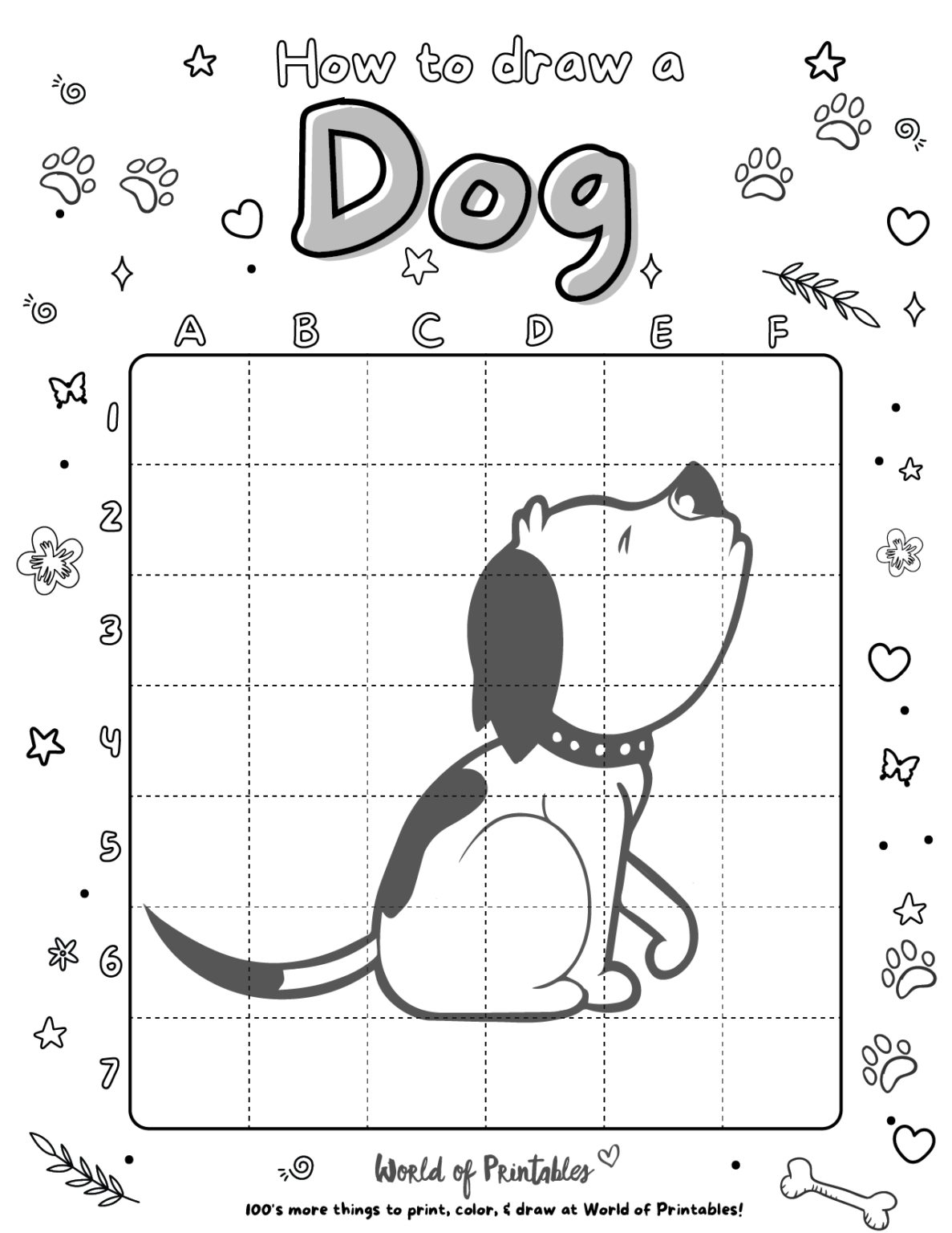 How To Draw A Dog | Easy Step By Step Printable Activities - World of ...