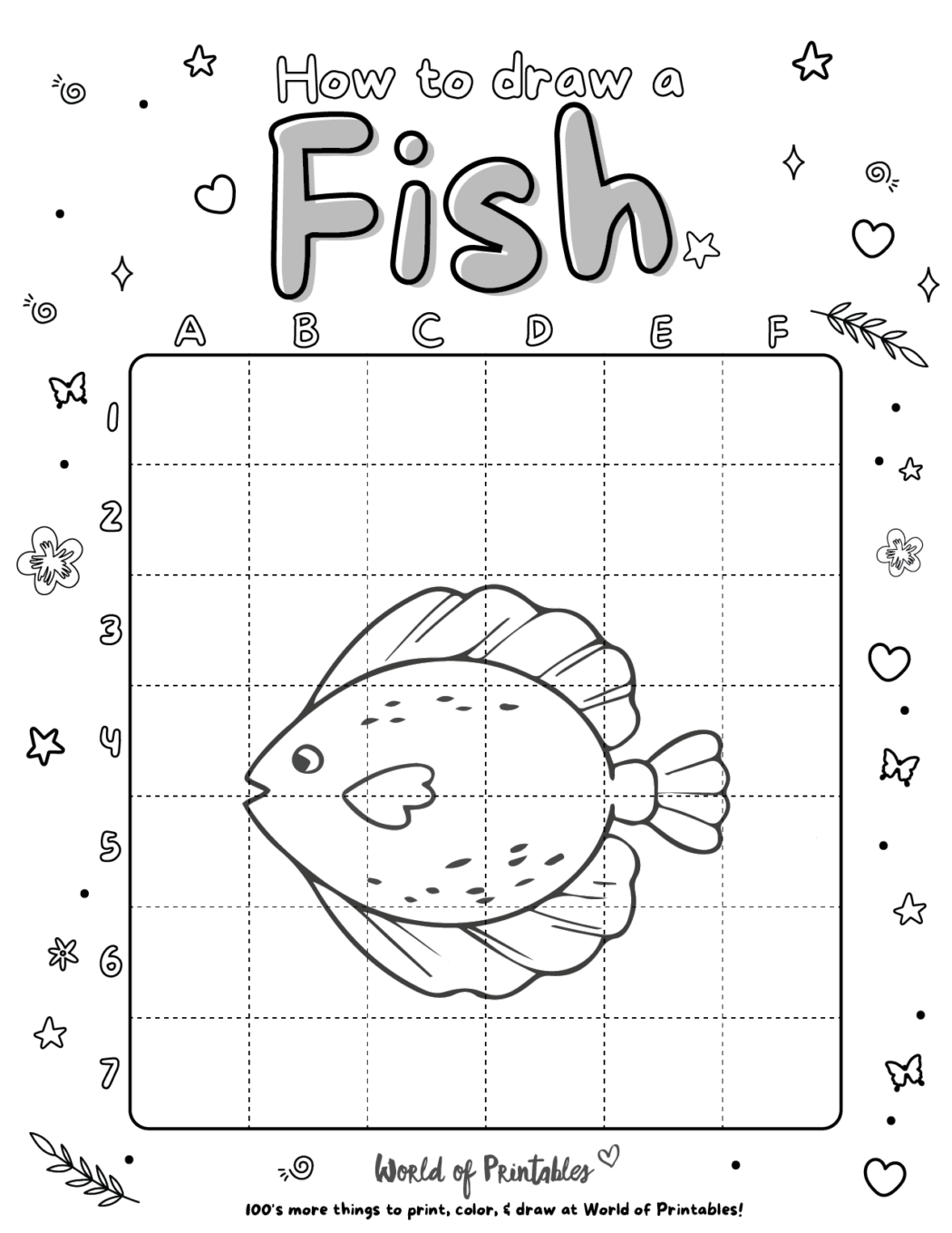 How To Draw A Fish | Easy Step By Step Printable Activities for Adults ...