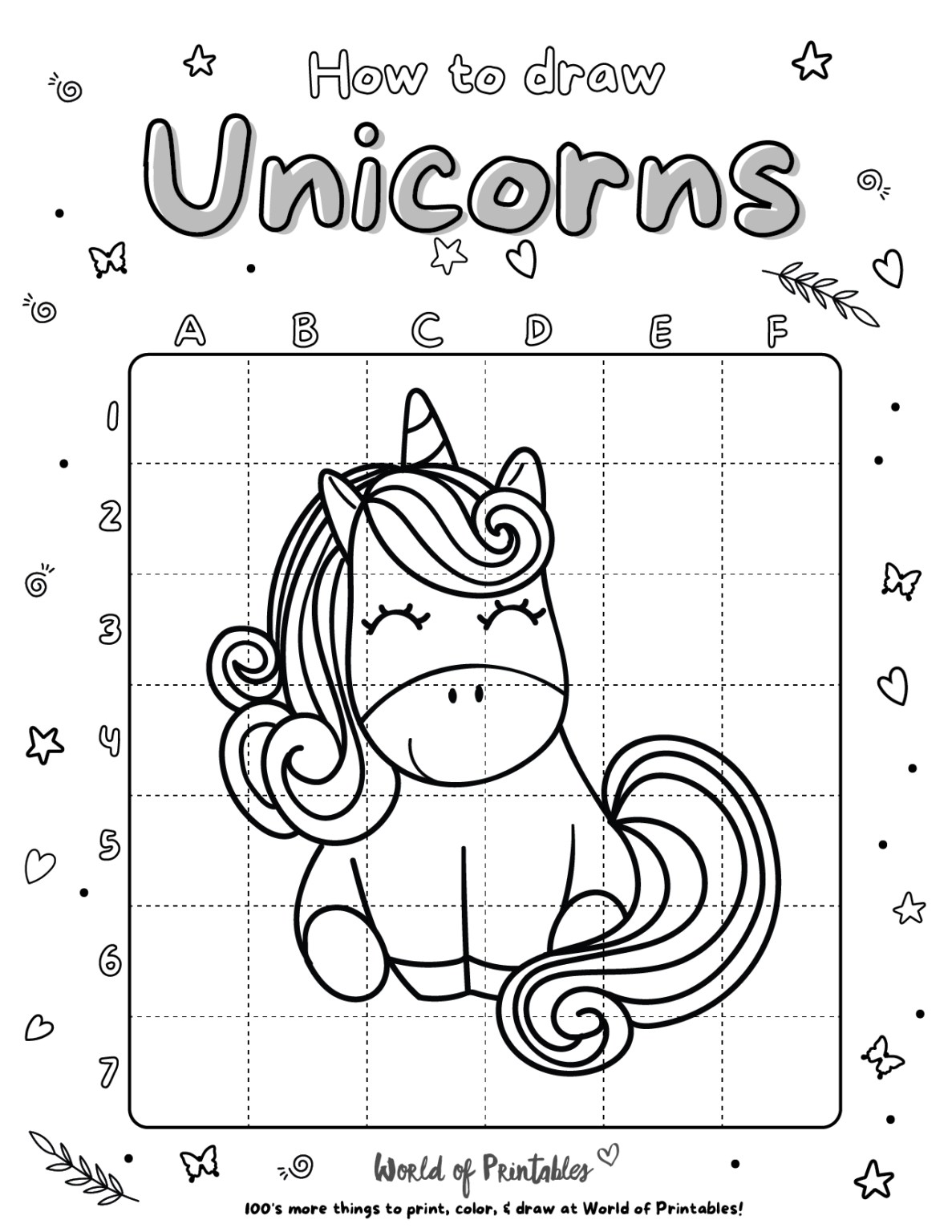 How To Draw Unicorns | Easy Step By Step Printable Activities - World ...