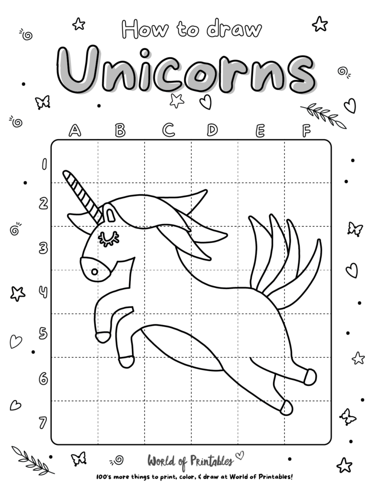 How To Draw Unicorns | Easy Step By Step Printable Activities - World ...