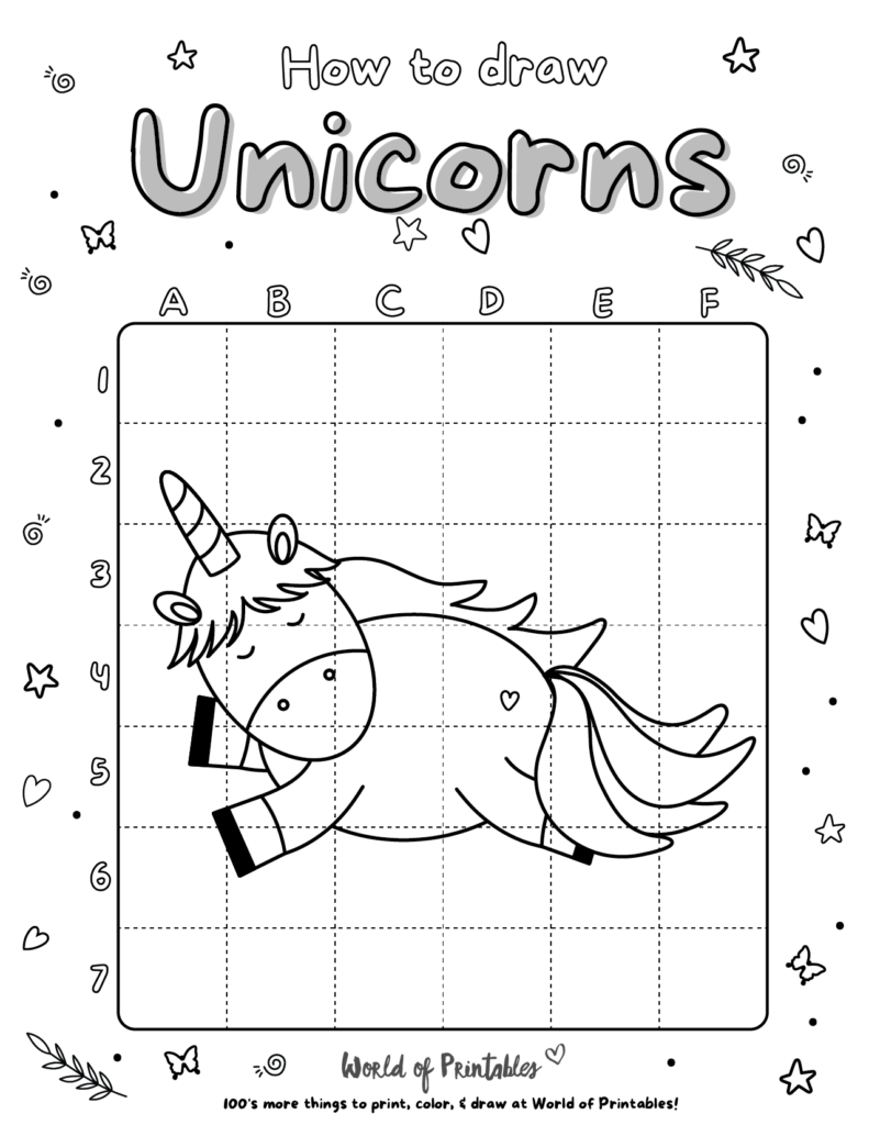 How To Draw Unicorns | Easy Step By Step Printable Activities - World ...