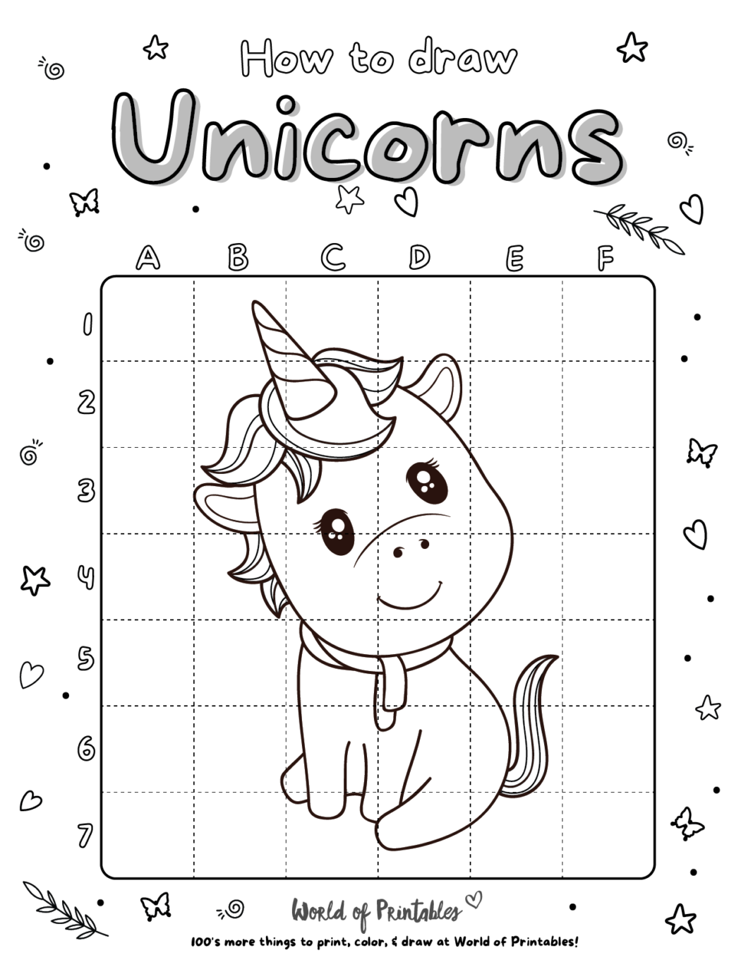 How To Draw Unicorns | Easy Step By Step Printable Activities - World ...