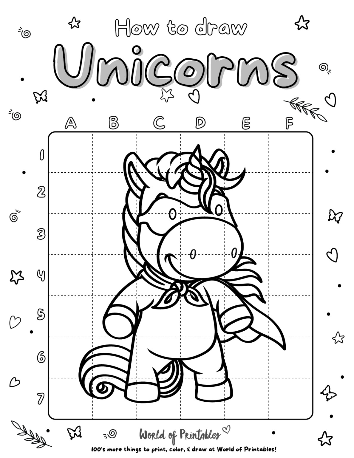 How To Draw Unicorns | Easy Step By Step Printable Activities - World ...