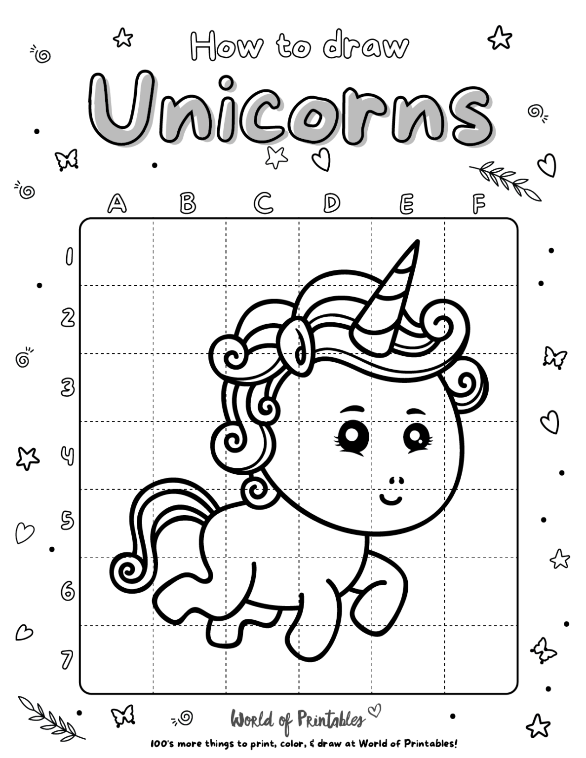 How To Draw Unicorns | Easy Step By Step Printable Activities - World ...