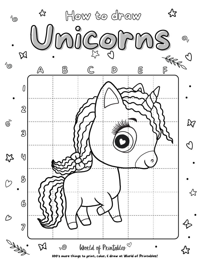 How To Draw Unicorns | Easy Step By Step Printable Activities - World ...