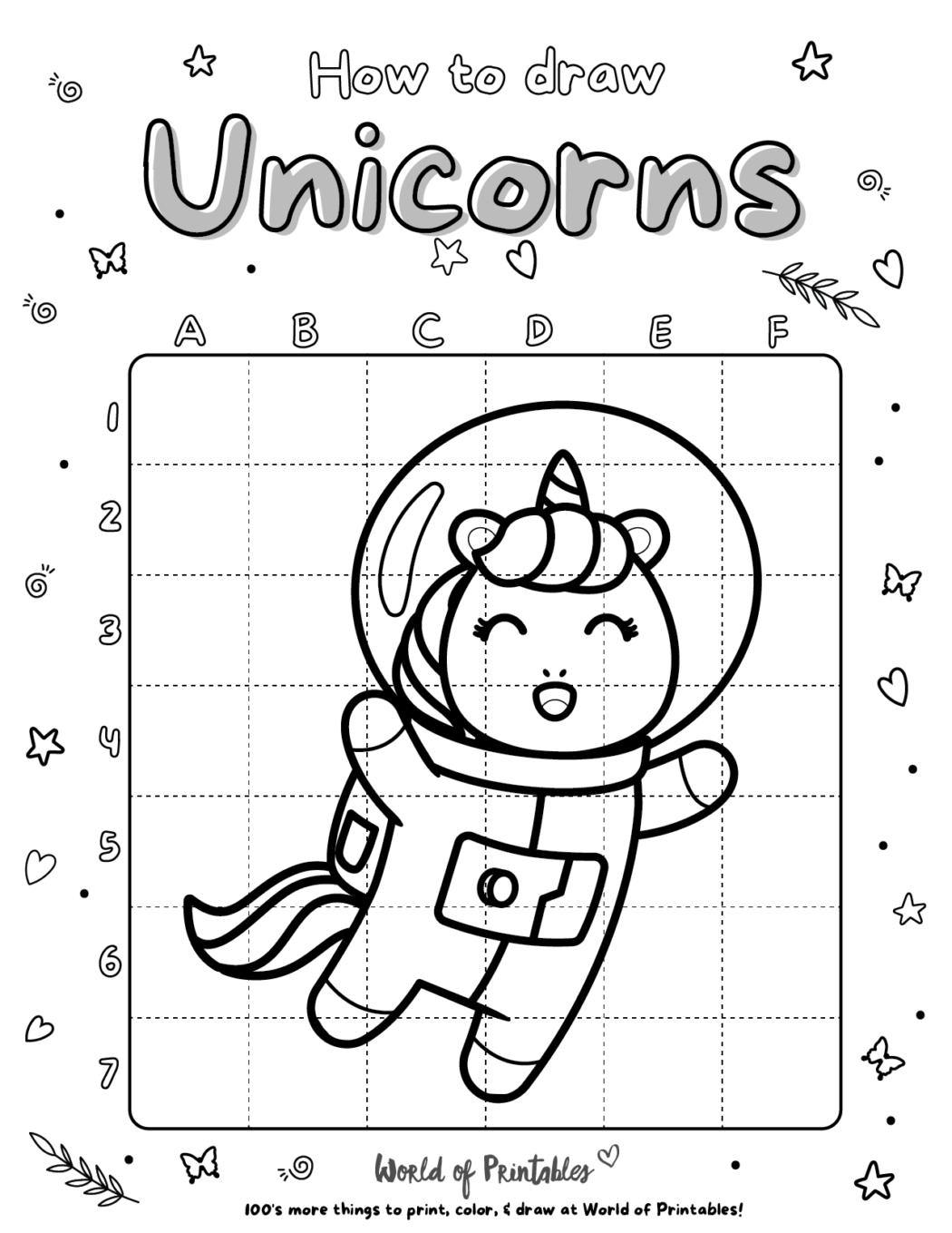 How To Draw Unicorns | Easy Step By Step Printable Activities - World ...