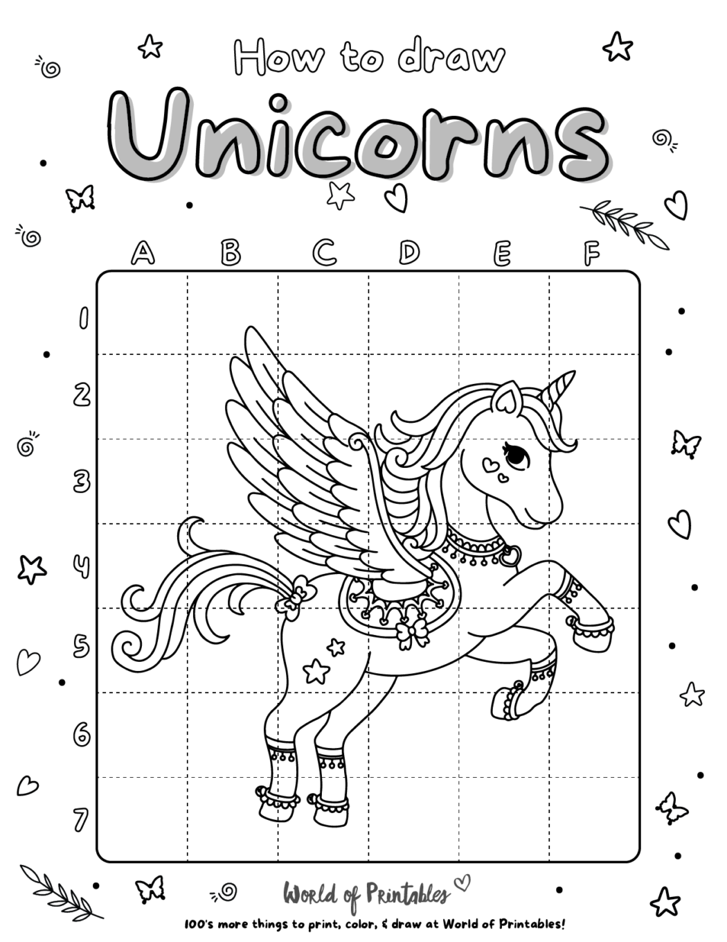 How To Draw Unicorns | Easy Step By Step Printable Activities - World ...