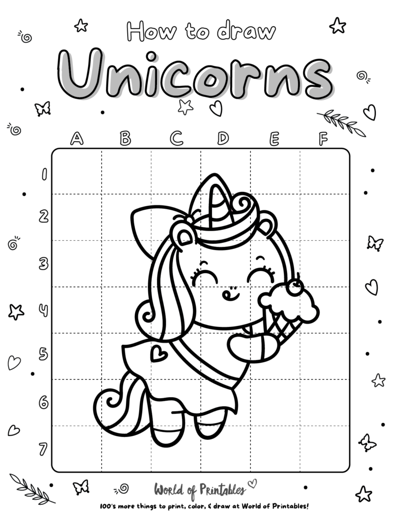 How To Draw Unicorns | Easy Step By Step Printable Activities - World ...