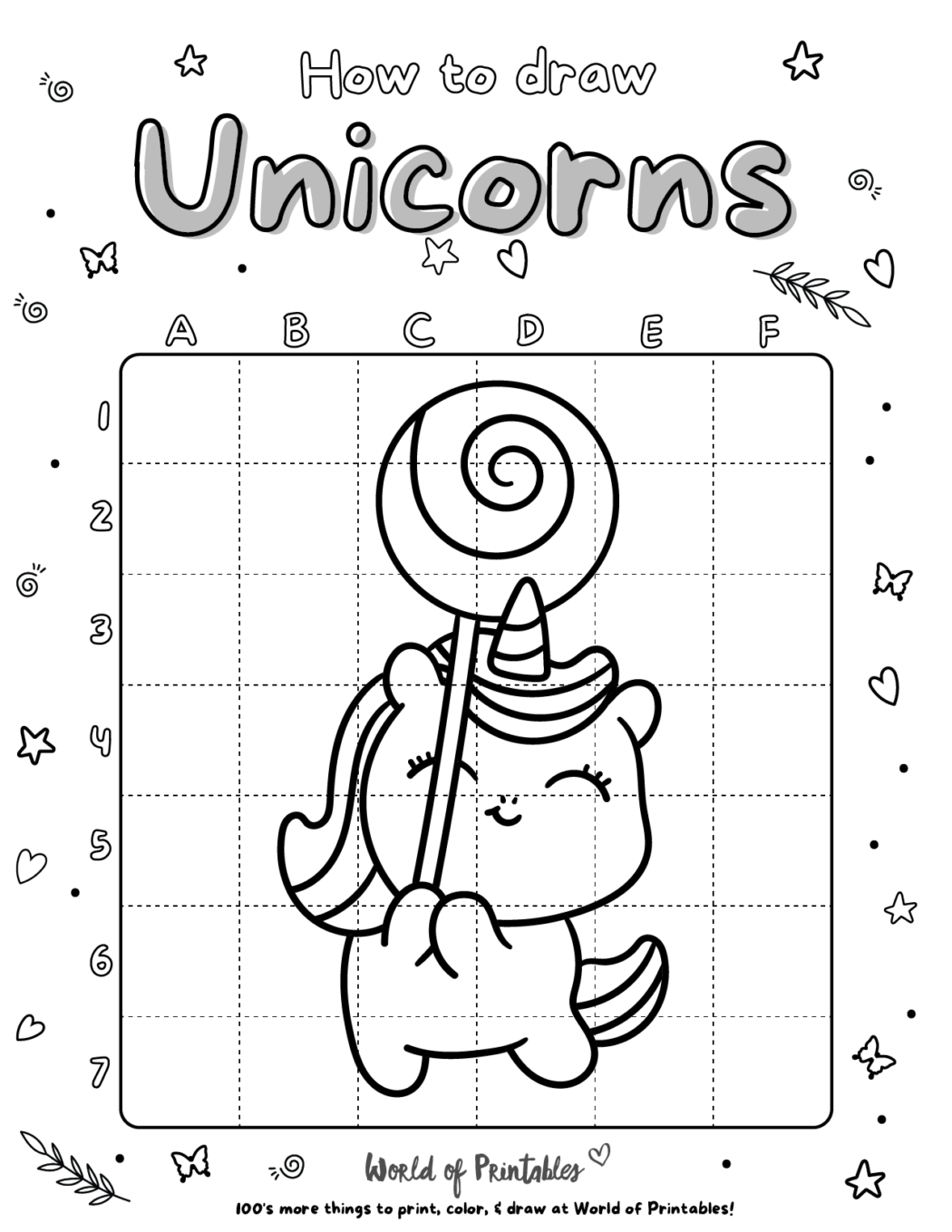 How To Draw Unicorns | Easy Step By Step Printable Activities - World ...