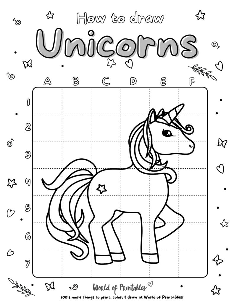 How To Draw Unicorns | Easy Step By Step Printable Activities - World ...