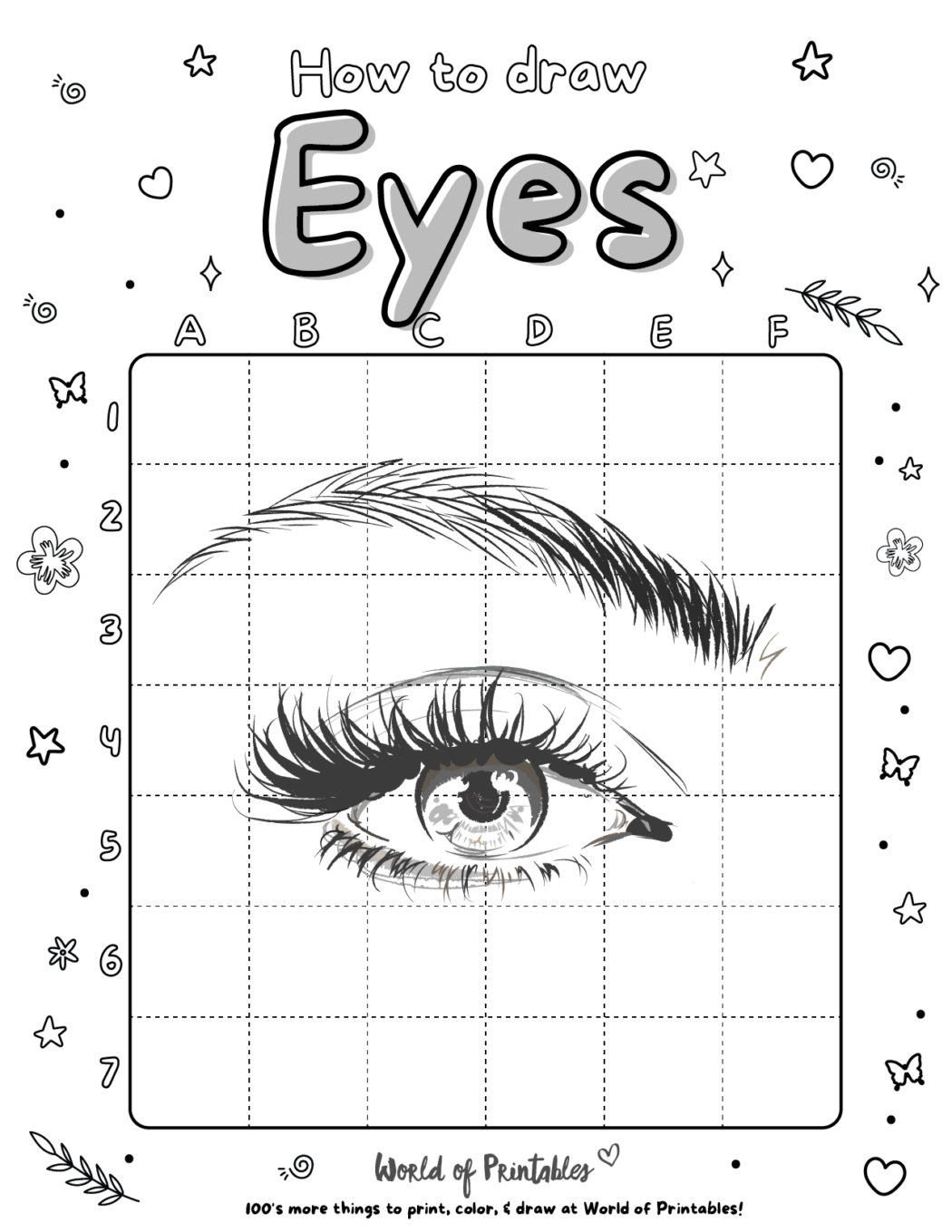 How To Draw Eyes | Easy Step By Step Printable Activities - World of ...