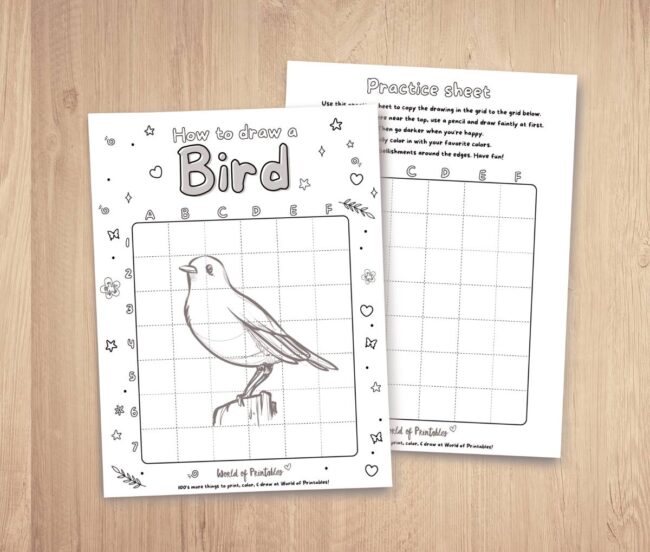How To Draw A Bird | Easy Step By Step Printable Activities for Kids ...