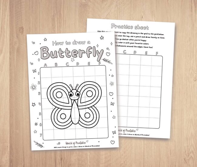 How To Draw A Butterfly | Easy Step By Step Printable Activities for ...