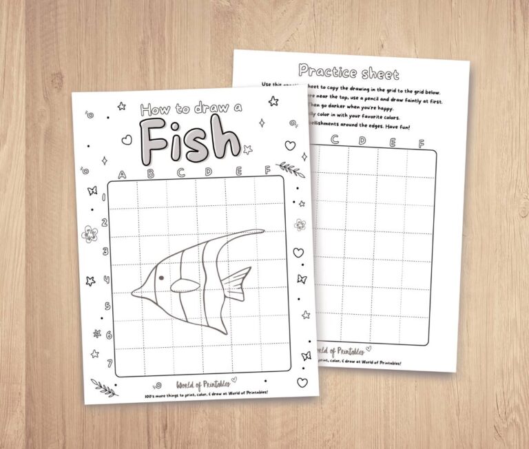 How To Draw A Fish | Easy Step By Step Printable Activities for Adults ...