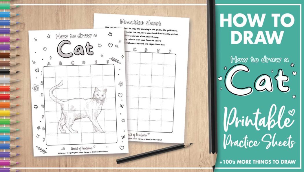 How To Draw A Cat | Easy Step By Step Printable Activities - World of ...