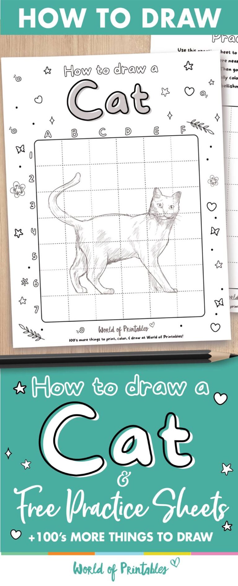 How To Draw A Cat | Easy Step By Step Printable Activities - World of ...