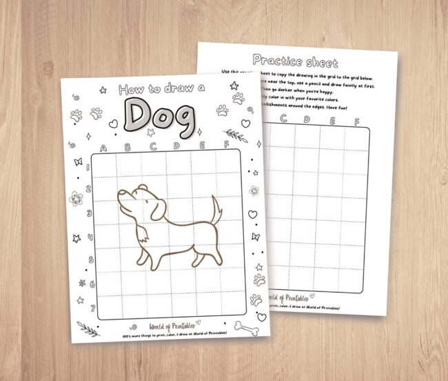 How To Draw A Dog | Easy Step By Step Printable Activities - World of ...