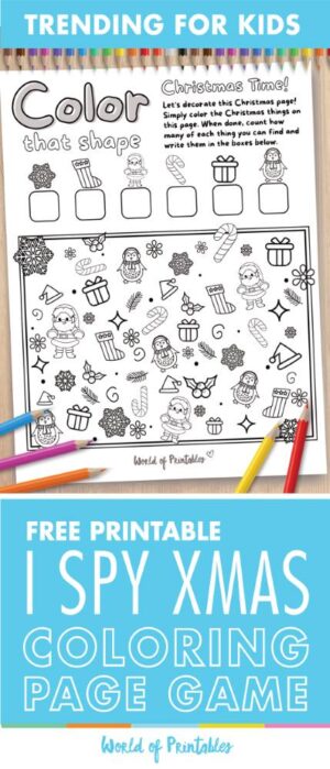Free Printable I Spy Christmas Coloring Page Game - World of Printables