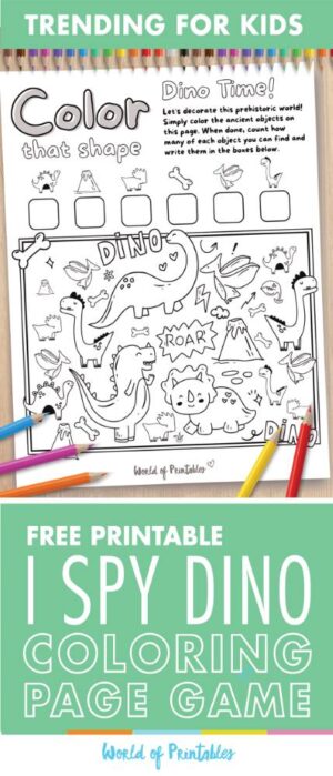 Free Printable I Spy Dinosaur Coloring Page Game - World of Printables