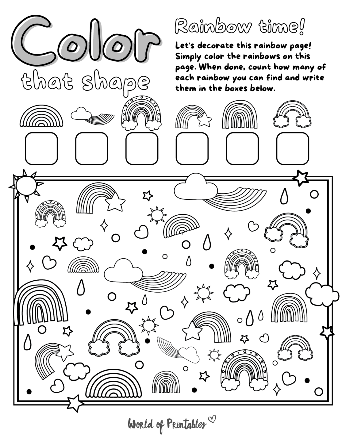 Free Printable I Spy Rainbow Coloring Page Game - World of Printables