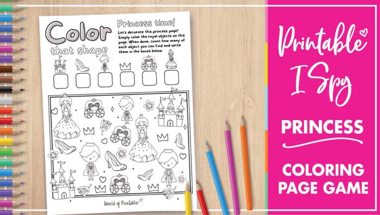 Free Printable I Spy Princess Coloring Page Game - World of Printables