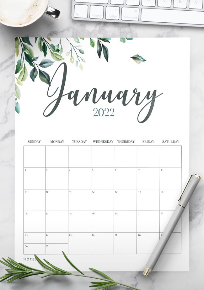 2022 Blank Calendar Template With Notes Free Printable Templates 